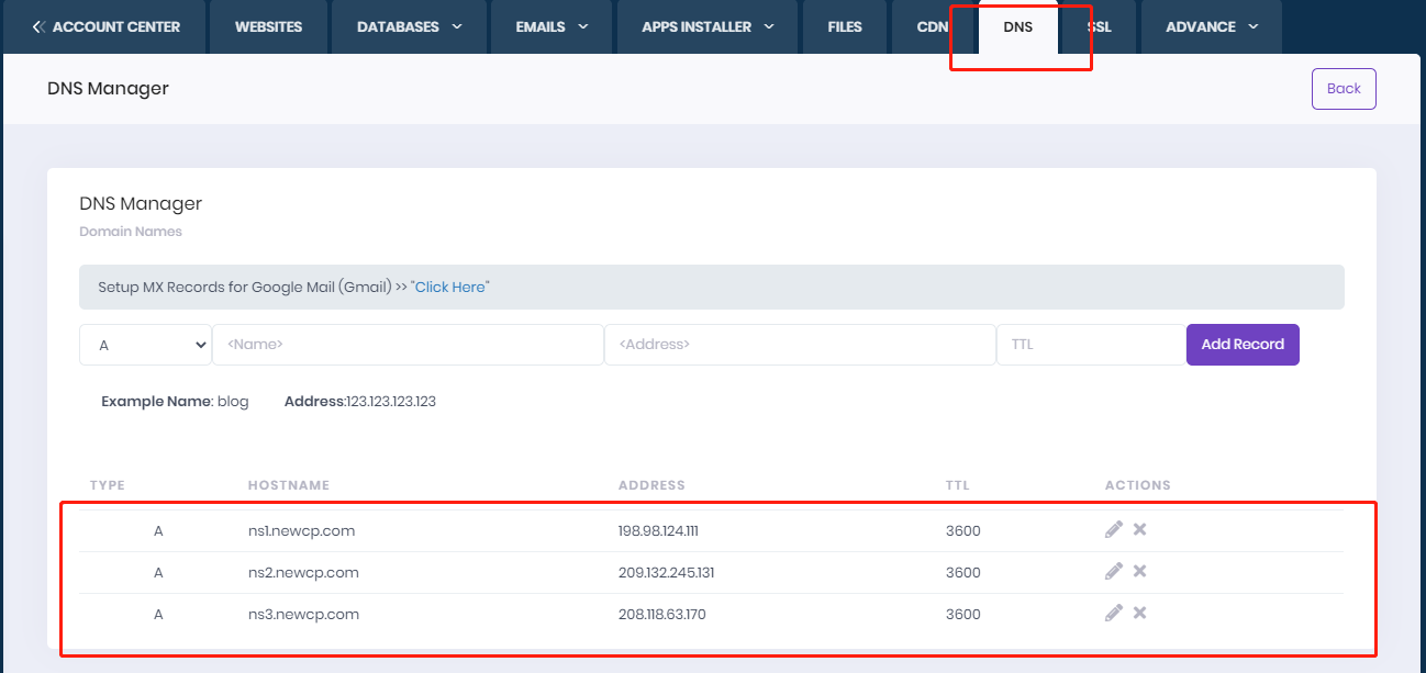 How to set your own domain name servers - myASP.NET