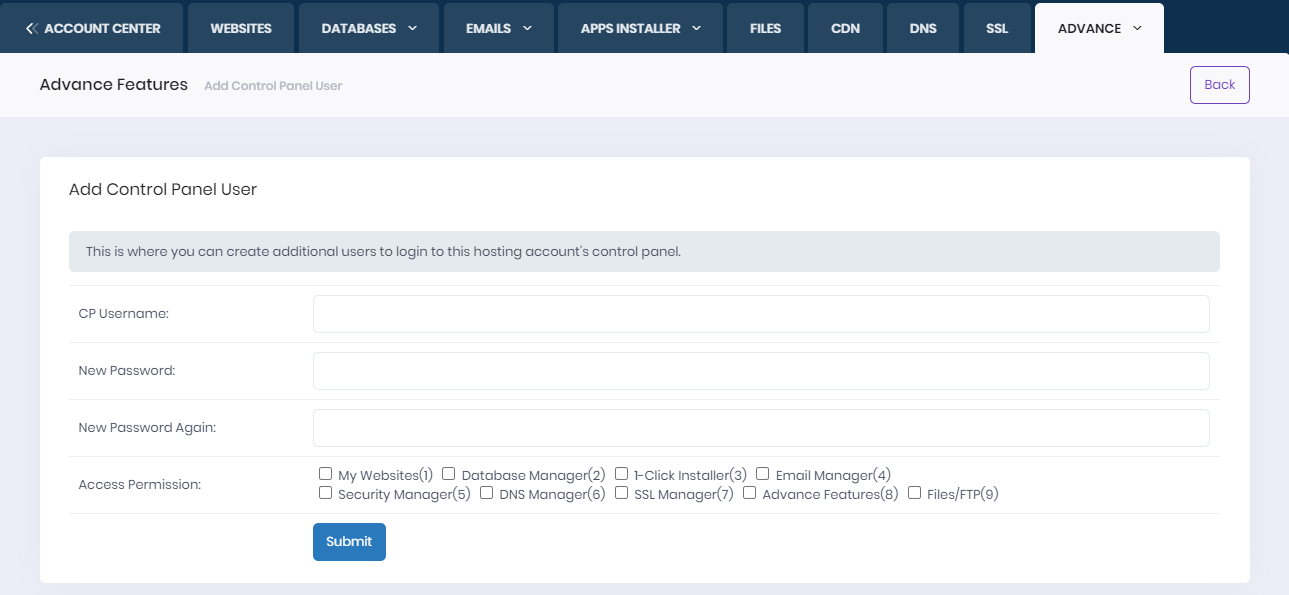 How to add extra user for your Control Panel - myASP.NET