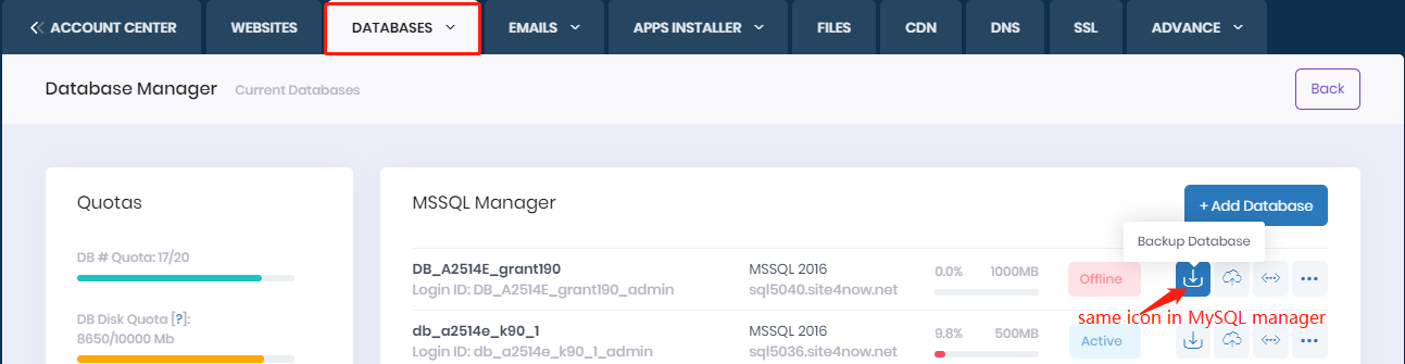 How Can I Download Mysql Mssql Database Backup From Server