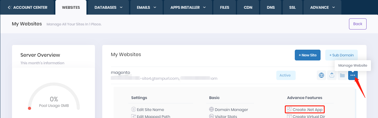 How can I create asp.net application on my sub folder?