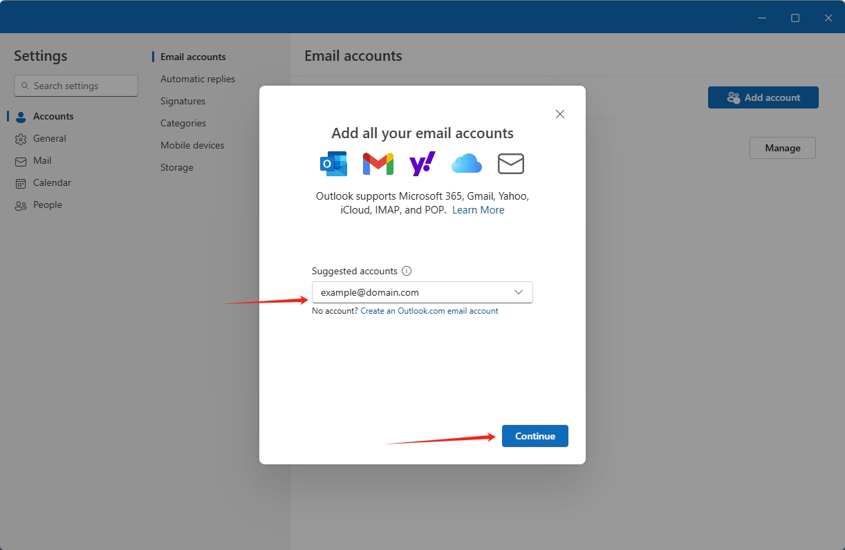 How to configure an email account in Outlook (new) - myASP.NET