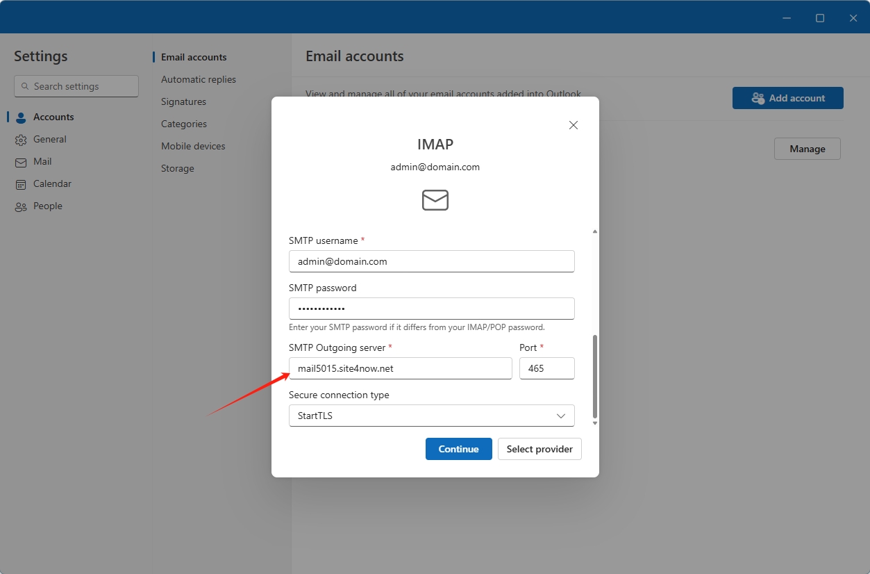 How to configure an email account in Outlook (new) - myASP.NET