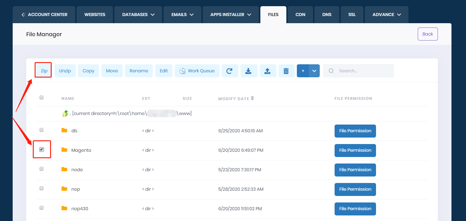 How to backup site file from control panel? - myASP.NET