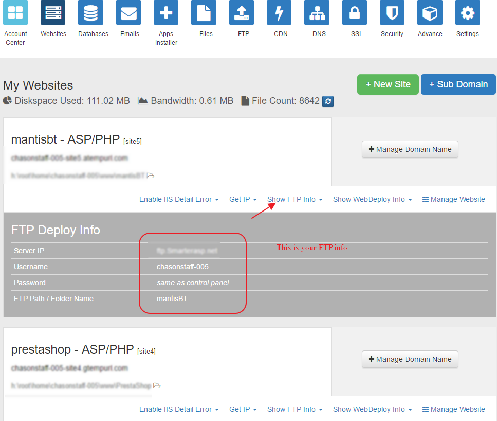 Where can I find my FTP login info? - myASP.NET